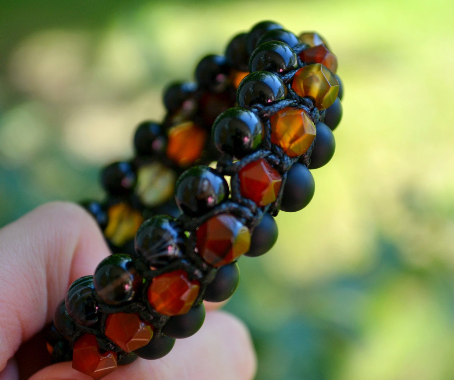 Men's Fire Agate Bracelet 3 Row Bracelet Macrame Beaded - Etsy