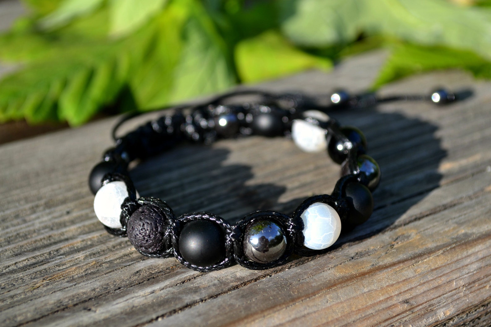 Men's Hematite Bracelet Frost Agate Bracelet Gemstone | Etsy