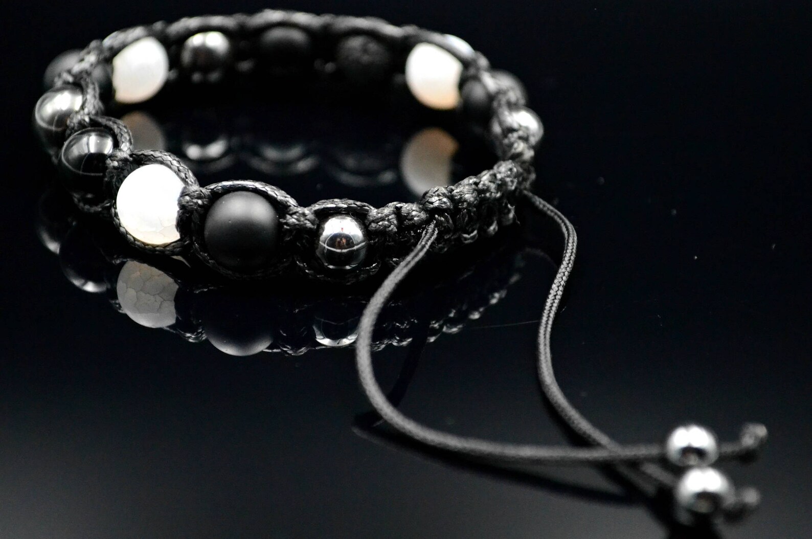 Men's Hematite Bracelet Frost Agate Bracelet Gemstone - Etsy