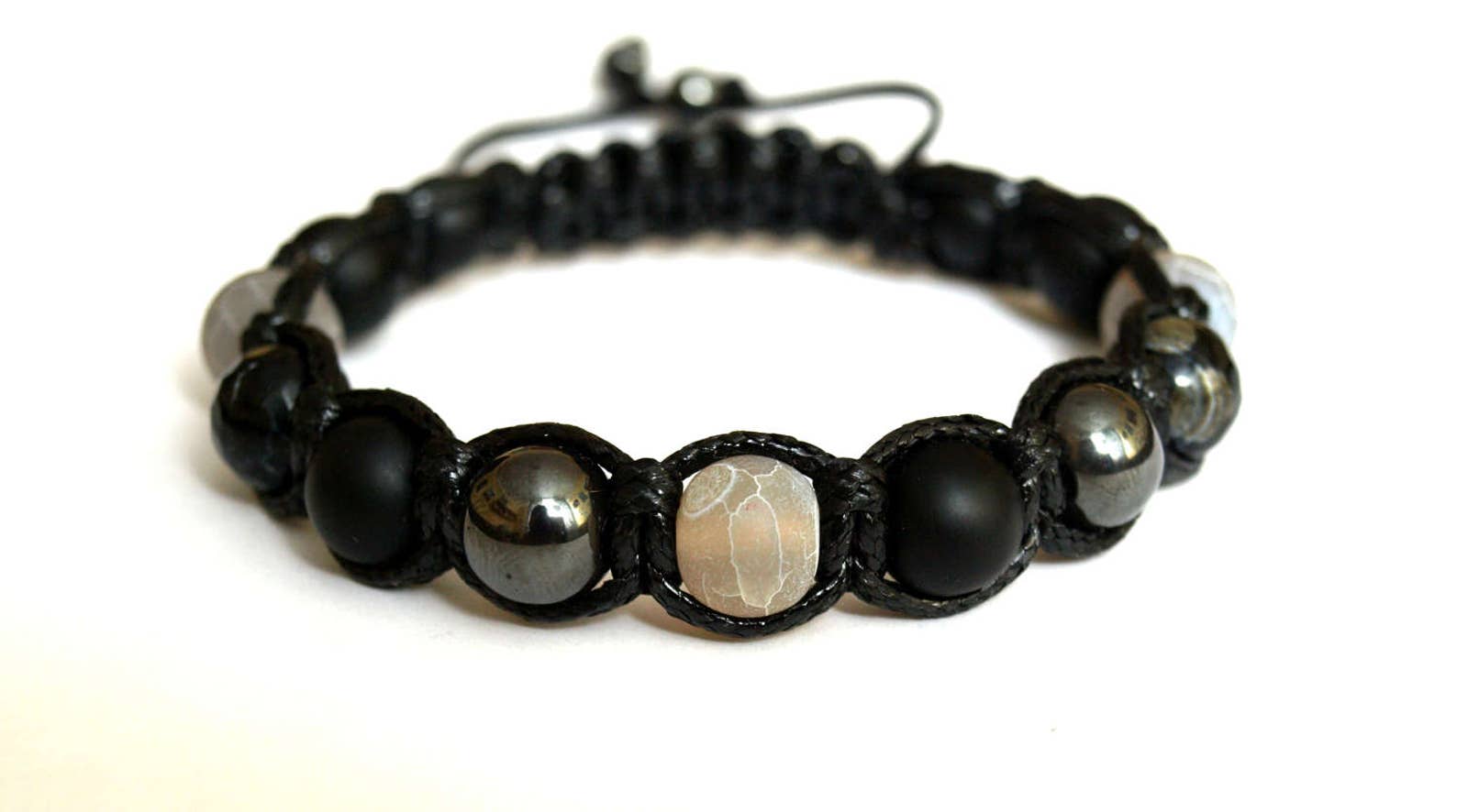 Men's Hematite Bracelet Frost Agate Bracelet Gemstone - Etsy