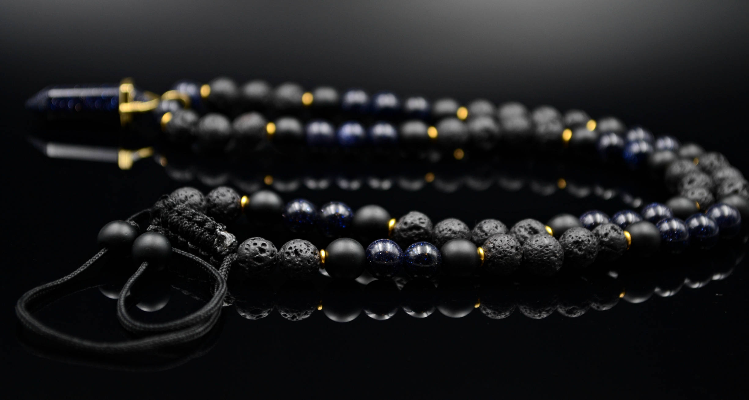 Men's Pendant Necklace Blue Sandstone Necklace Beaded - Etsy