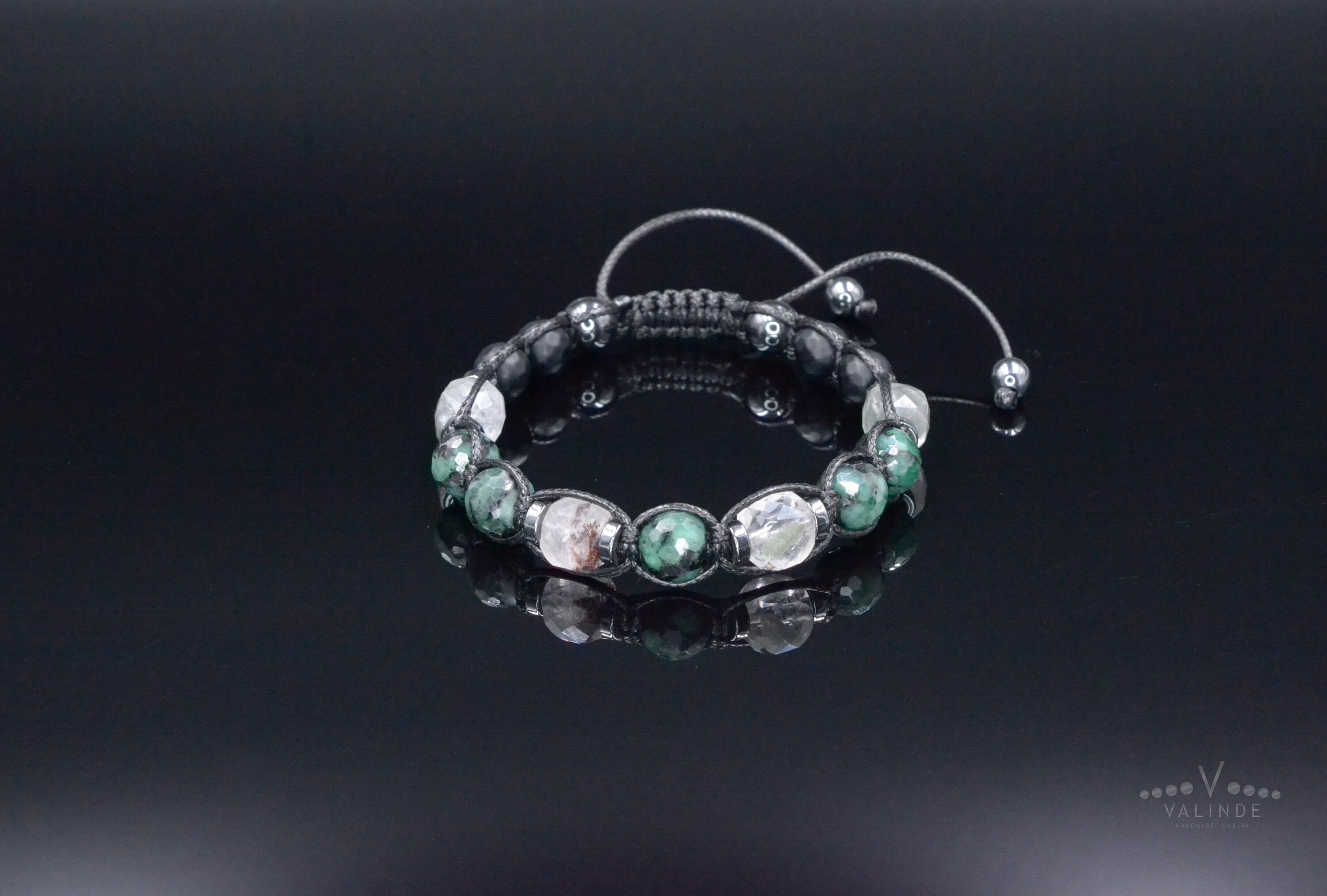 Genuine Emerald Bracelet for Men - Men's Emerald Phantom Quartz Onyx ...