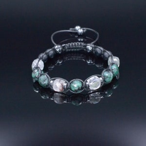 Genuine Emerald Bracelet for Men - Men's Emerald Phantom Quartz Onyx ...