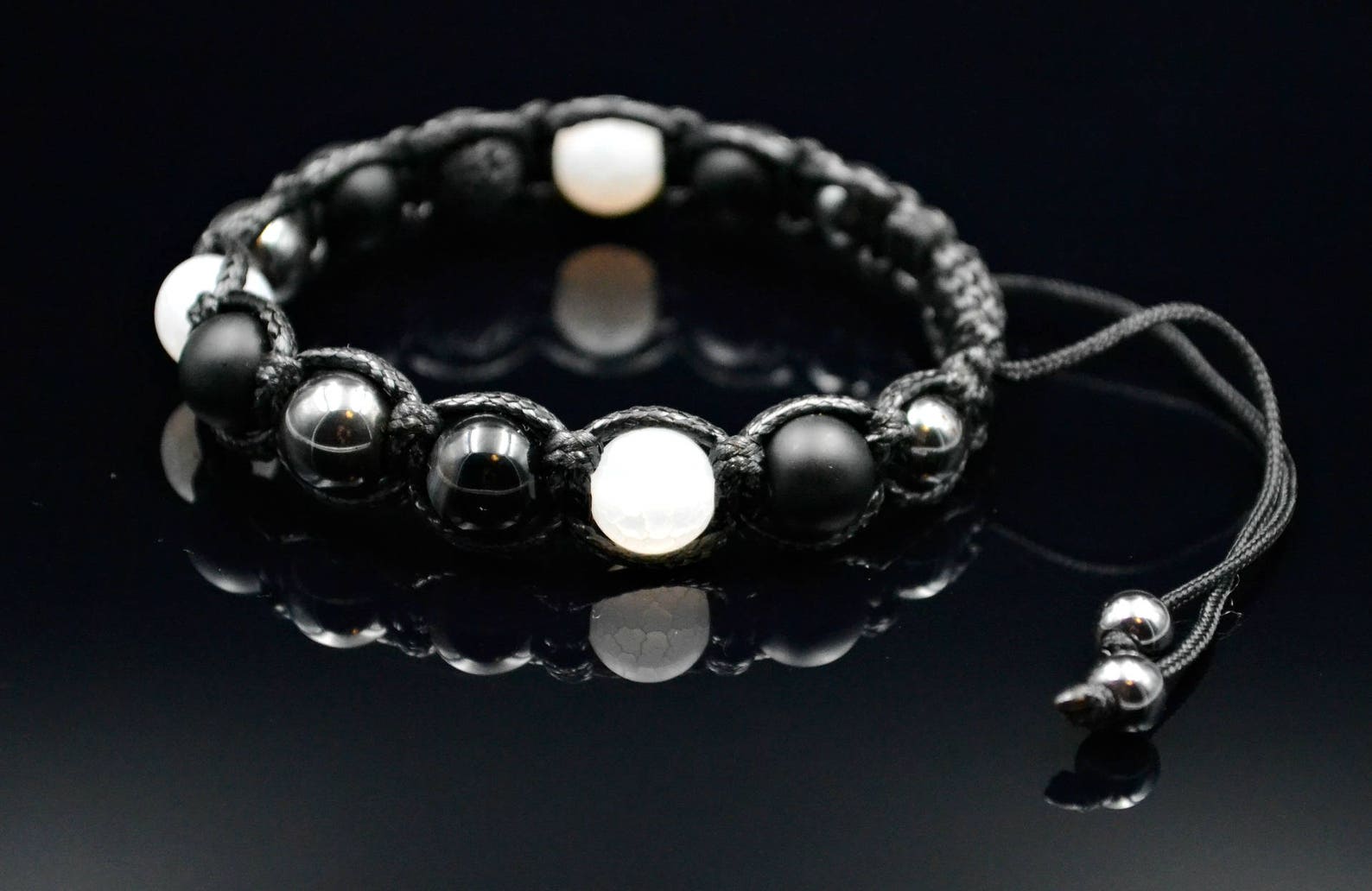 Men's Hematite Bracelet Frost Agate Bracelet Gemstone - Etsy