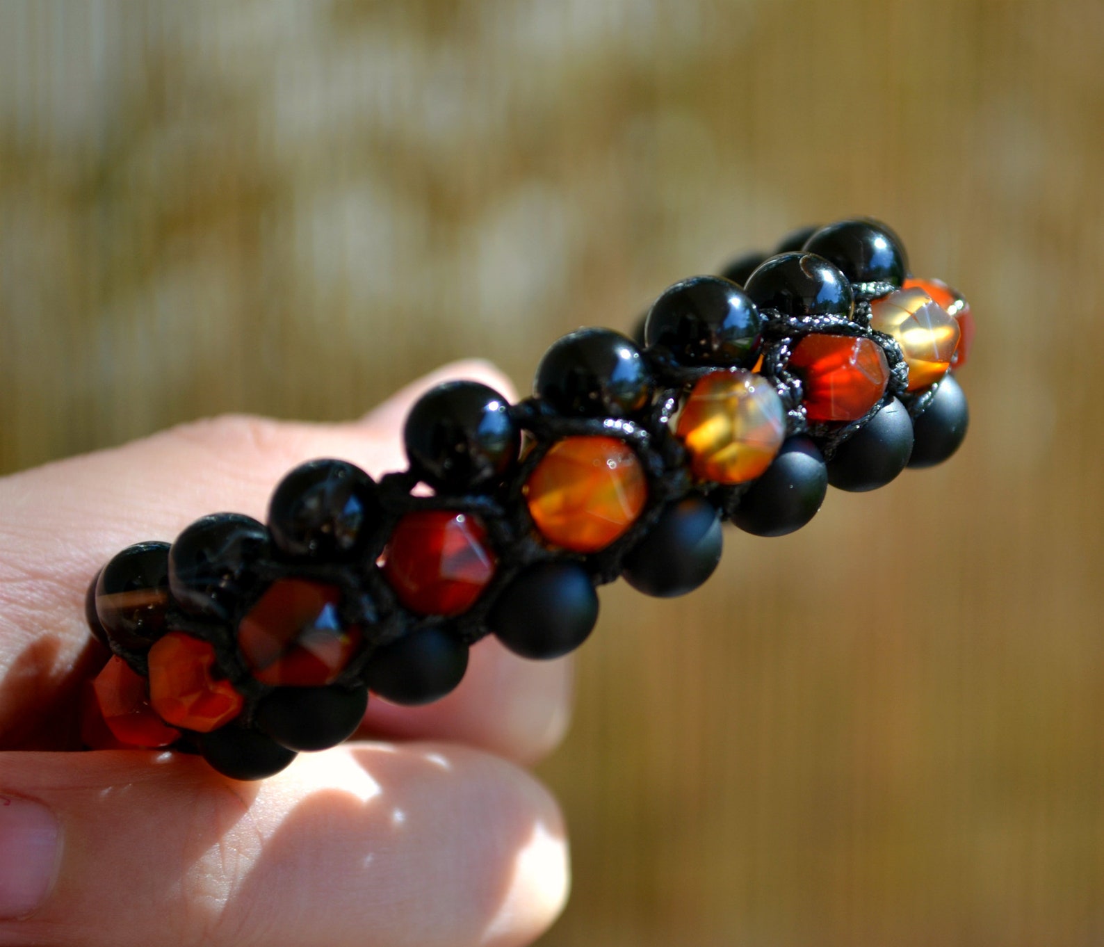 Men's Fire Agate Bracelet 3 Row Bracelet Macrame Beaded - Etsy