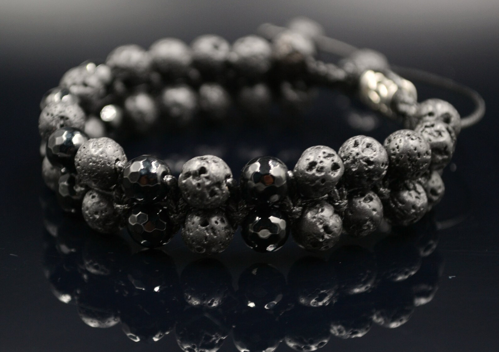 Lava Stone Double Bracelet for Men Men's Bracelet Black - Etsy