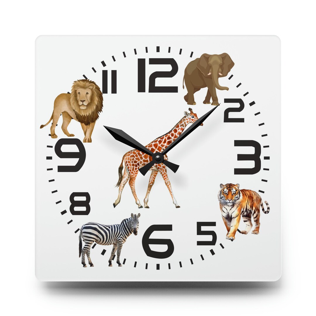 African Jungle Animals Wall Clock 10.75 Square - Etsy