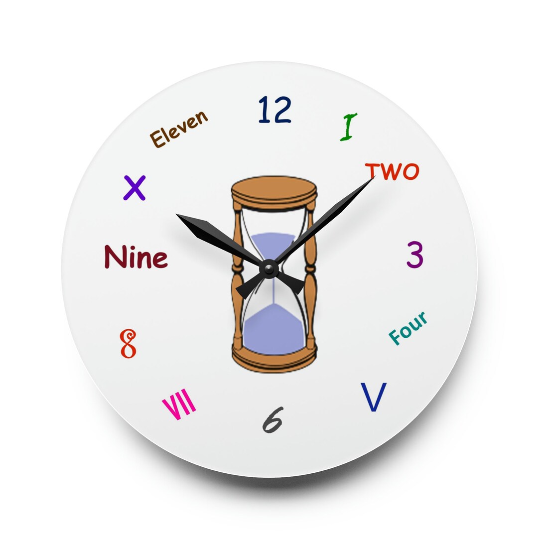 Numbers Wall Clock 10.75 Round, Unique & Fun Clock, Hourglass Wall ...