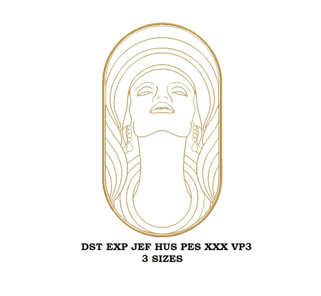 One Line Stitch Girl Embroidery Design - 3 Sizes - Contour Stitch ...