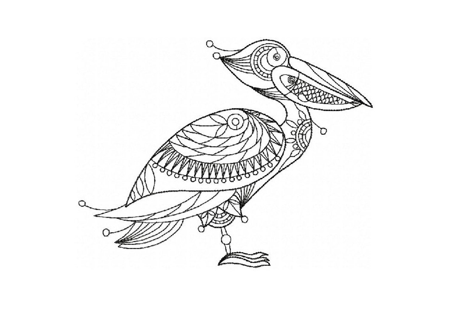 Pelican Embroidery Design Contour Stitch Embroidery Pattern - Etsy