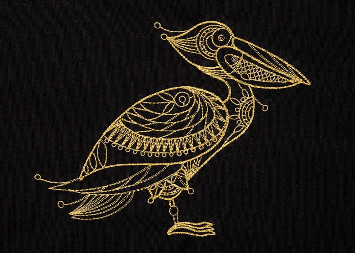 Pelican Embroidery Design Contour Stitch Embroidery Pattern - Etsy