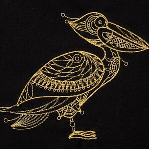 Pelican Embroidery Design - Contour Stitch Embroidery Pattern, Line Art ...