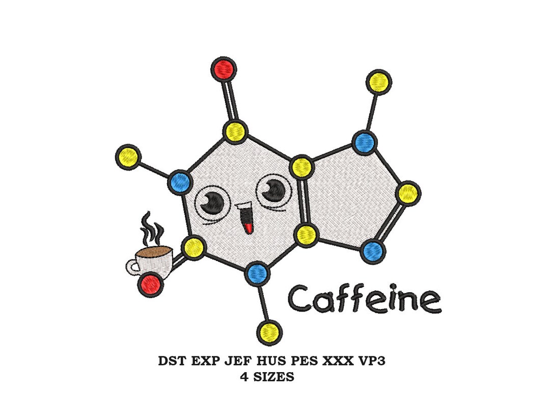 Caffeine Molecule Machine Embroidery Design Love Chemistry - Etsy