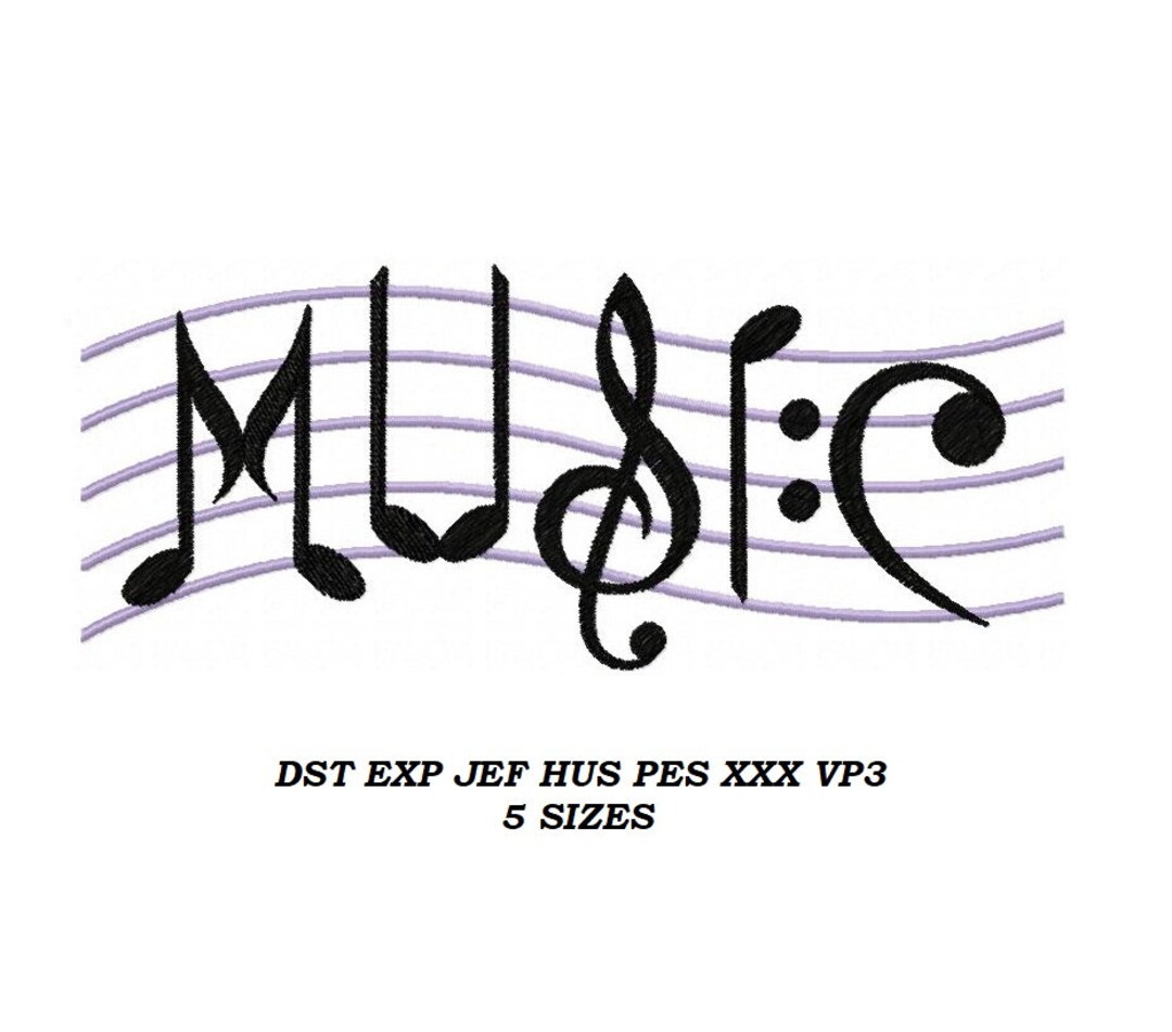 Music Embroidery Machine Design - 5 Sizes - Love Music Embroidery ...