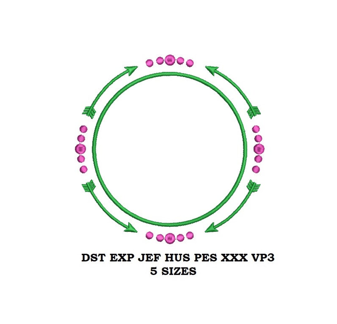 Arrow Circle Monogram Frame Embroidery Design 02 - 5 Sizes - Instant ...