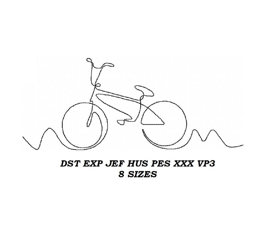 Bicycle Machine Embroidery Design 8 Sizes Bike Contour | Etsy