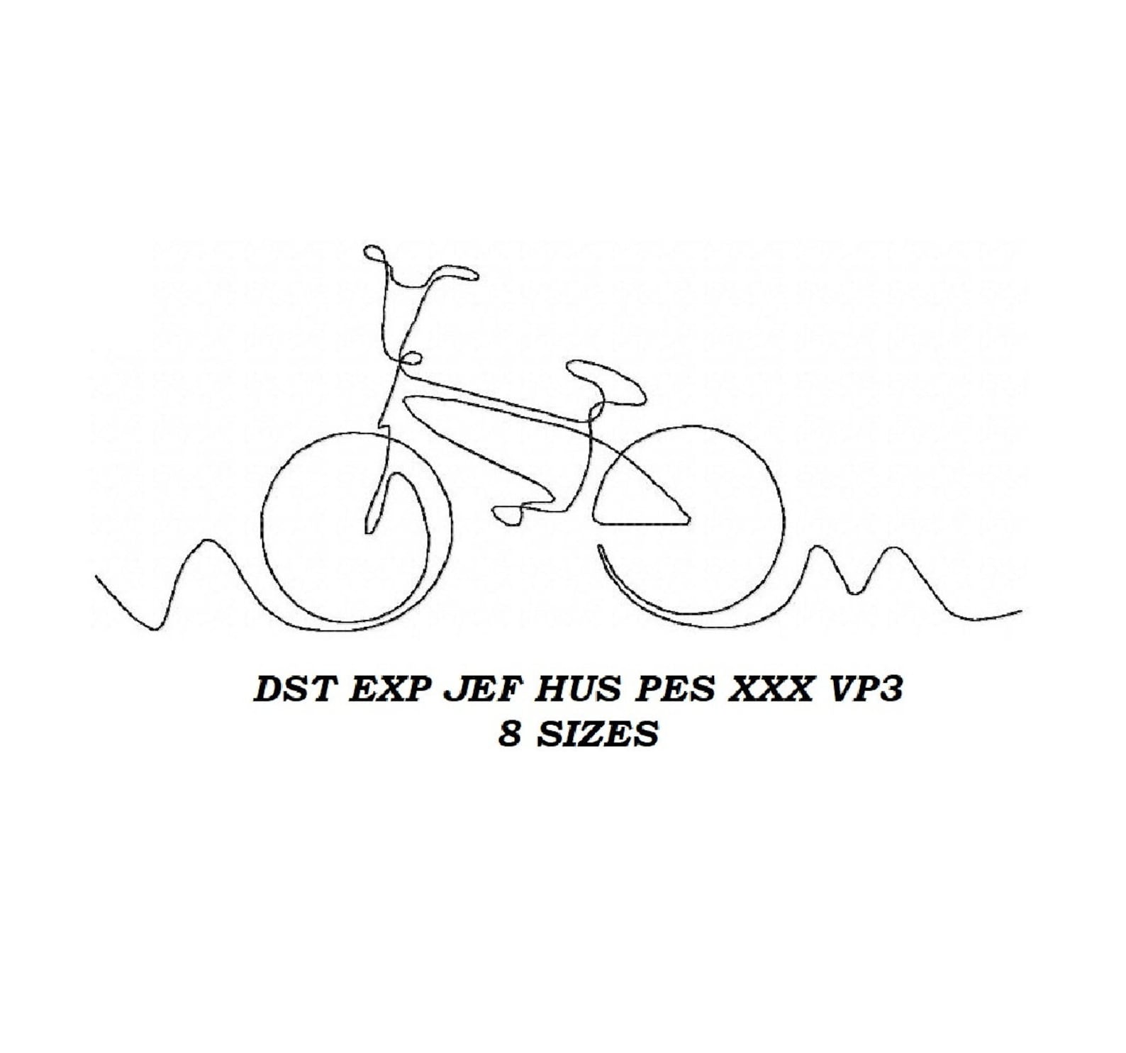 Bicycle Machine Embroidery Design - 8 Sizes - Bike Contour Stitch ...