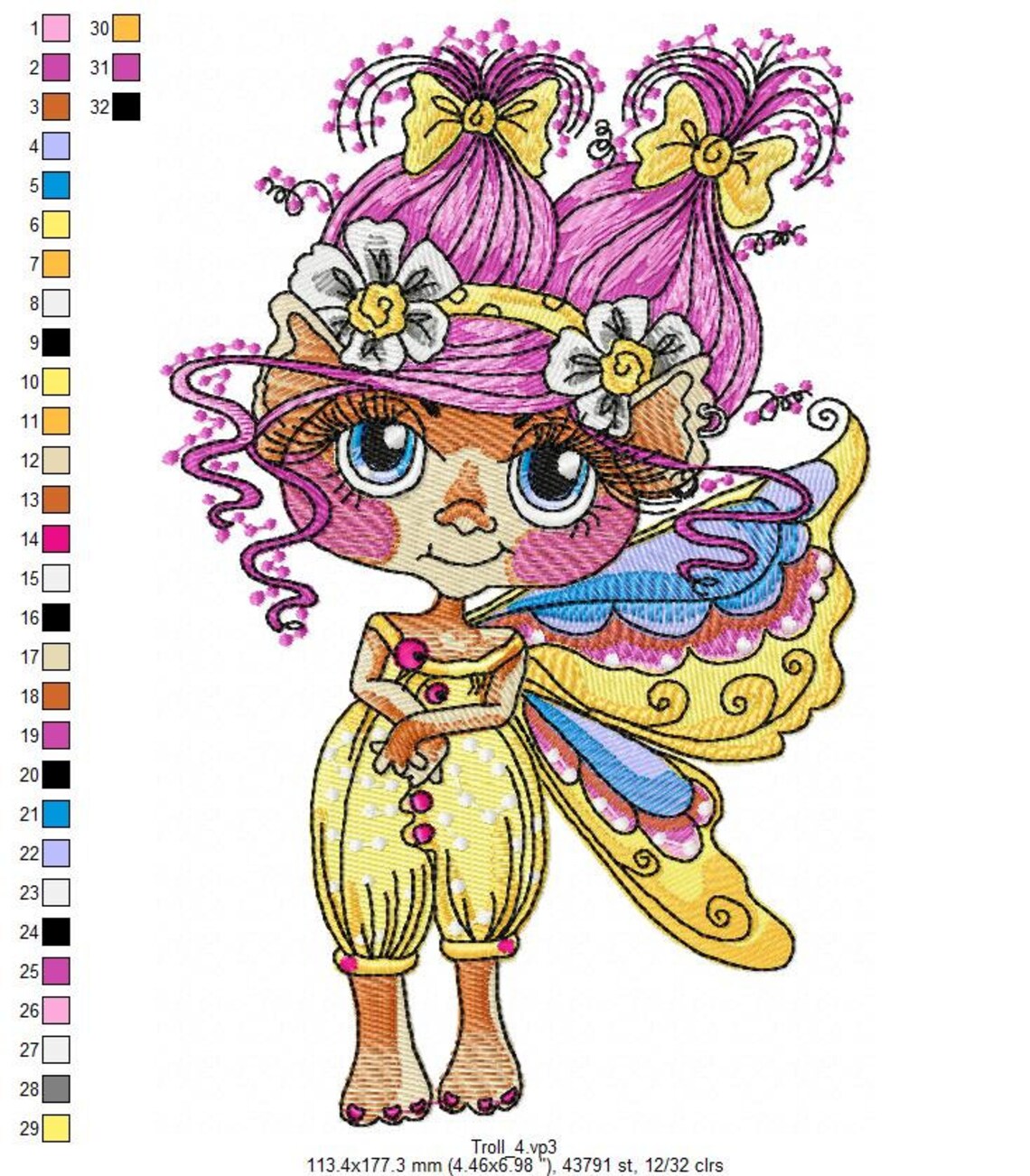 Little Troll Machine Embroidery Design4 - Kids Embroidery Instant ...