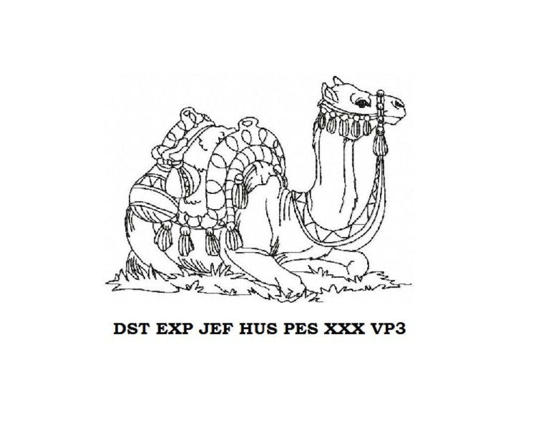 Camel Embroidery Design2 - Contour Stitch Embroidery Pattern, Line Art ...