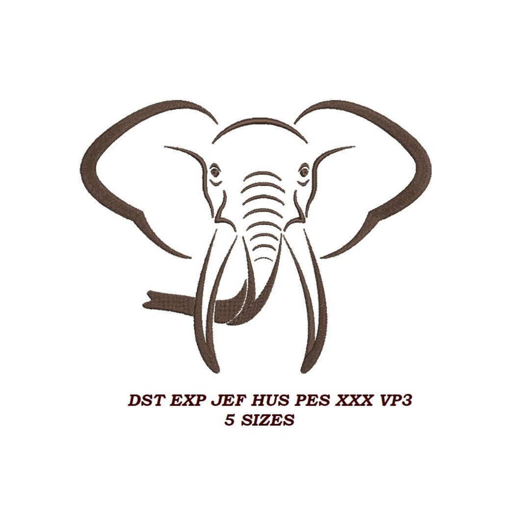 Elephant Machine Embroidery Design 04 - 5 Sizes - Animals Embroidery ...