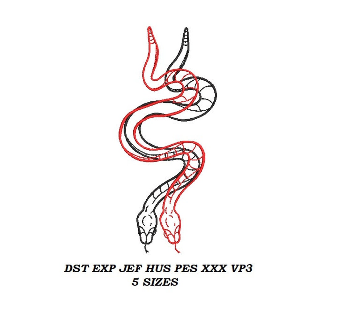 Two Snakes Embroidery Machine Design 5 Sizes Embroidery - Etsy