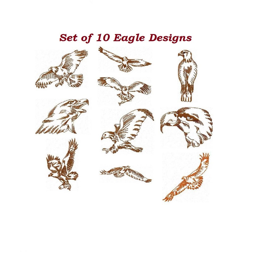 Set of 10 Eagle Embroidery Design - Embroidery Pattern - Etsy