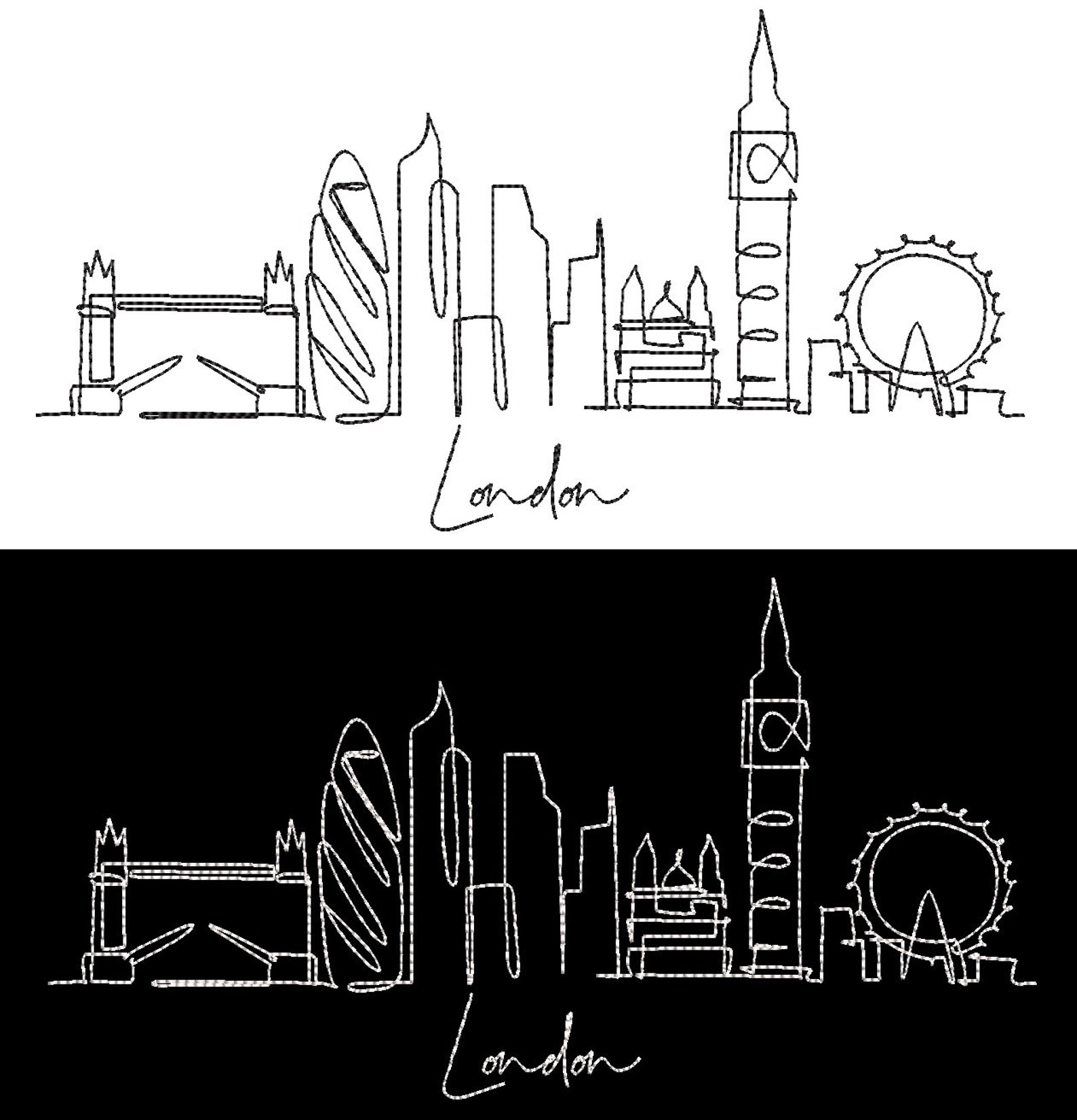 London Embroidery Design 9 Sizes One Line Embroidery - Etsy