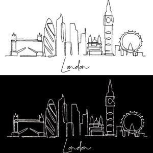 London Embroidery Design - 9 Sizes - One Line Embroidery Pattern, Line ...