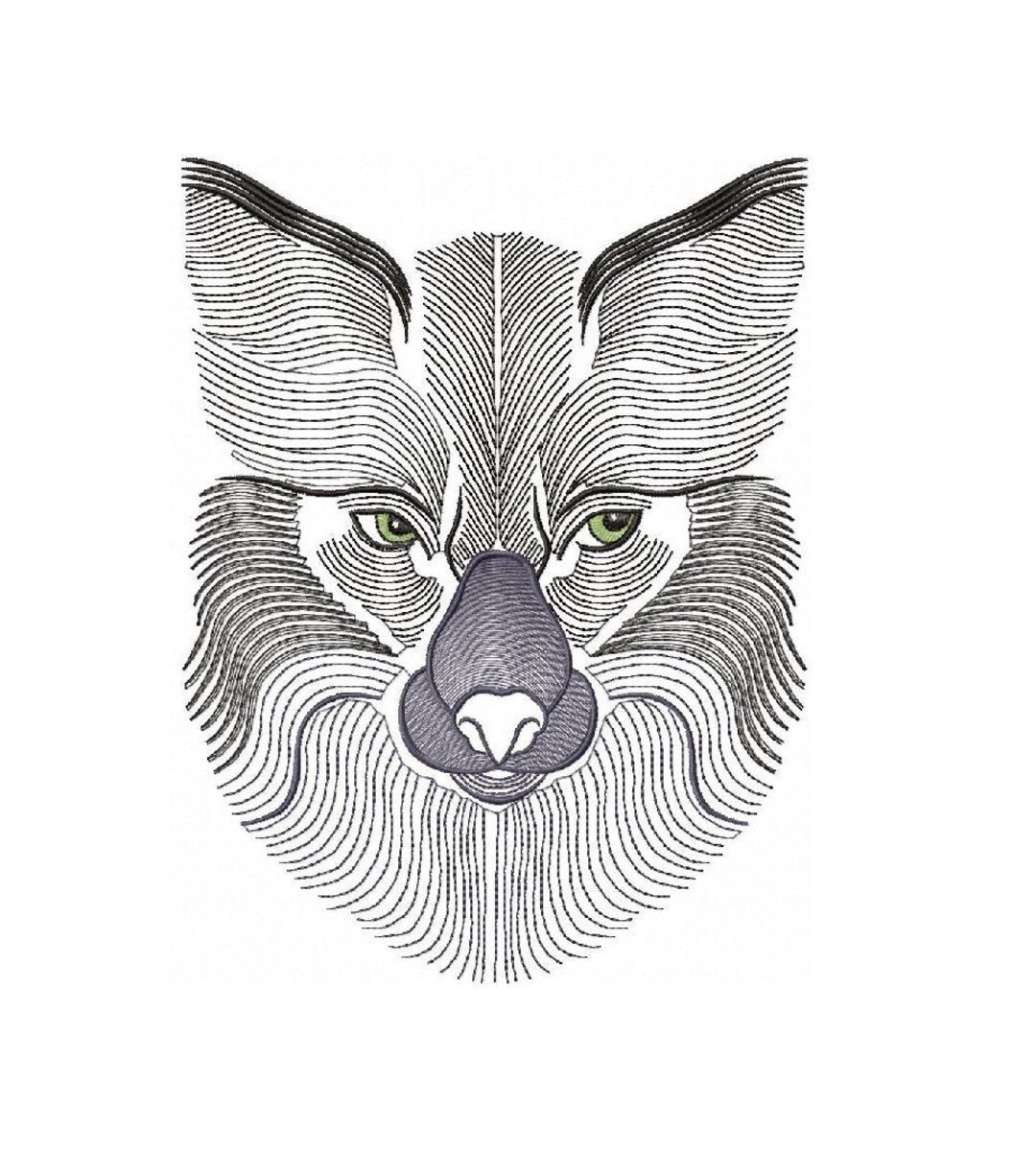 Wolf in Curves Embroidery Design Contour Stitch Embroidery - Etsy