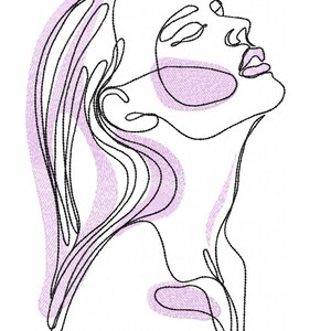 Large Line Art Woman Embroidery Design 03 - 3 Sizes - Contour Stitch ...