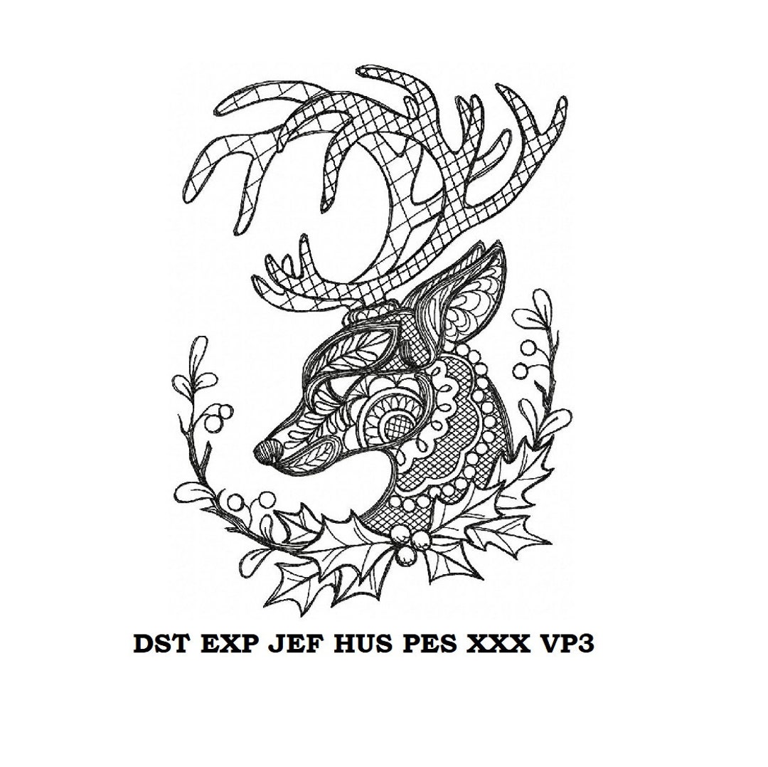 Deer Embroidery Design - Contour Stitch Embroidery Pattern, Line Art - Etsy