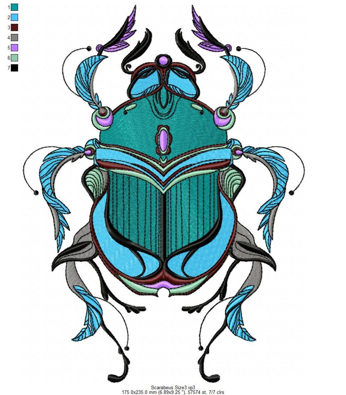 Scarabeus Embroidery Design 3 Sizes - Etsy