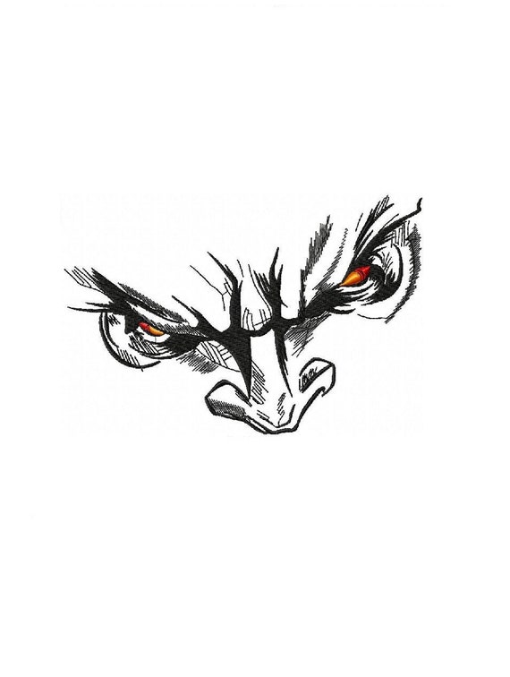 Demon Face With Angry Red Eyes Embroidery Design 3 SIZES - Etsy