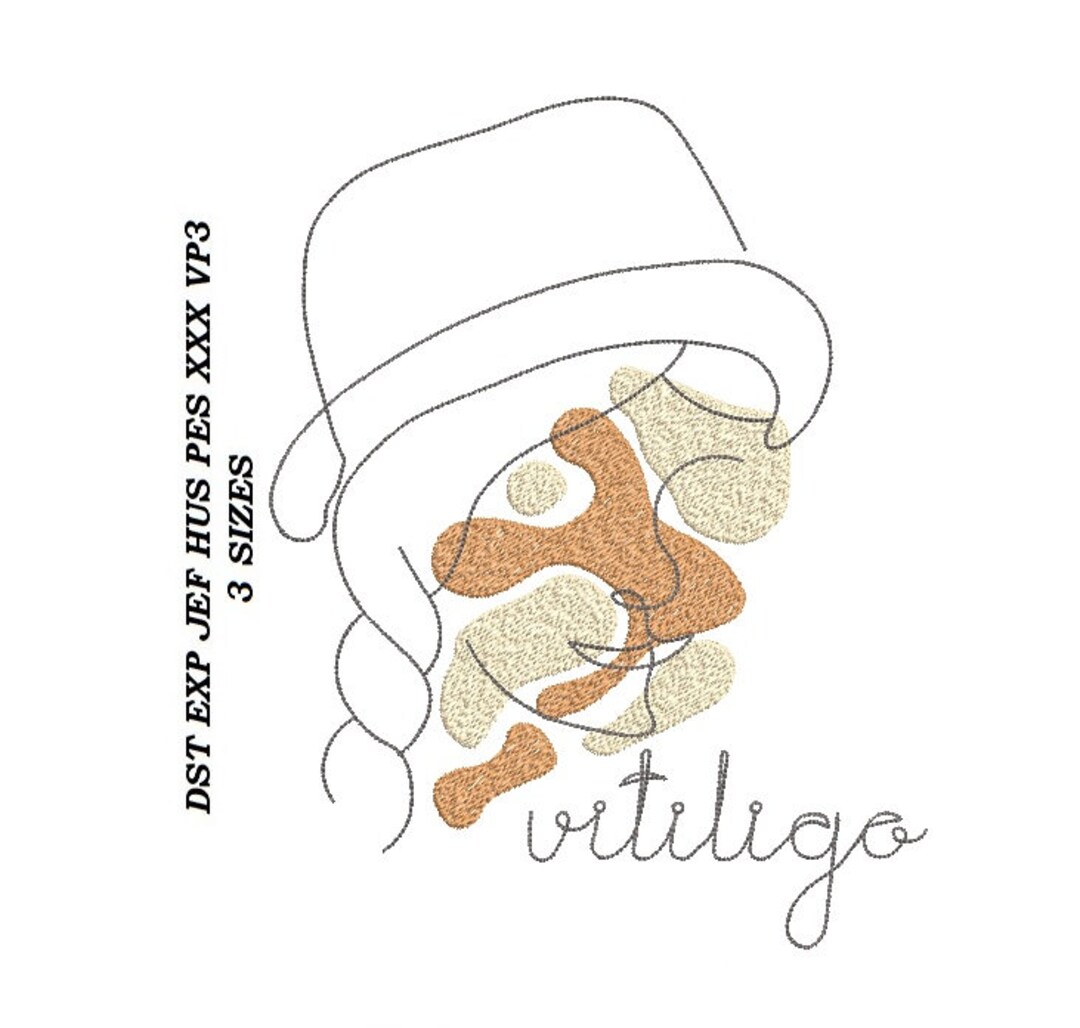 Large Line Art Vitiligo Woman Embroidery Design - 3 Sizes - Contour ...