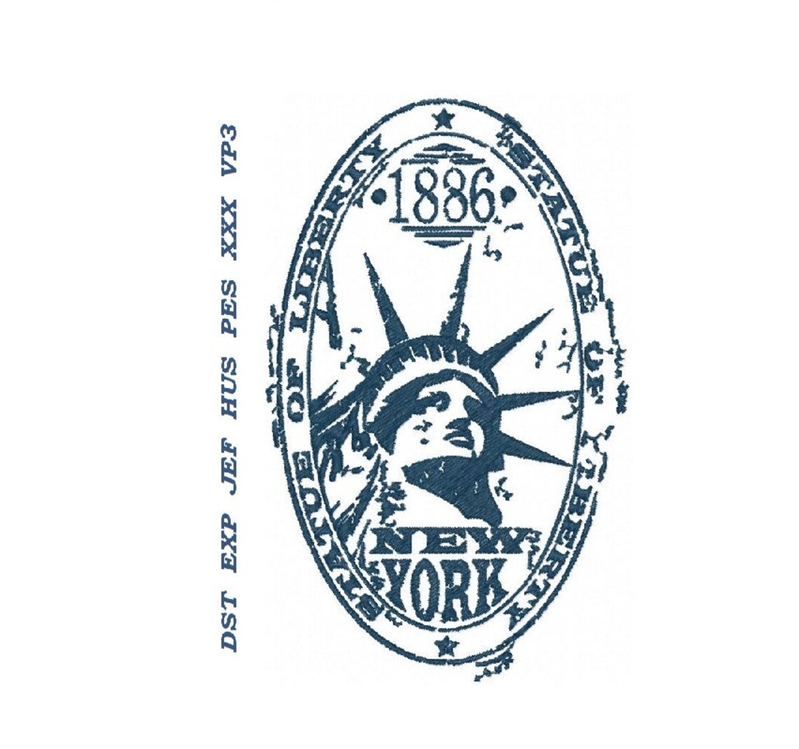 New York Stamp Embroidery Machine Design - Embroidery Pattern Instant ...