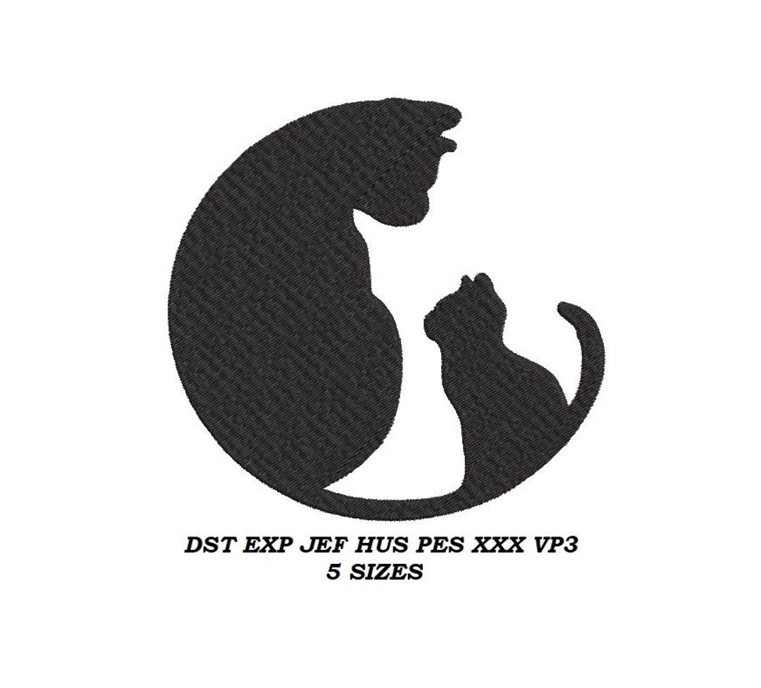 Mother Cat and Kitten Machine Embroidery Design - 5 Sizes - Pet Lover ...