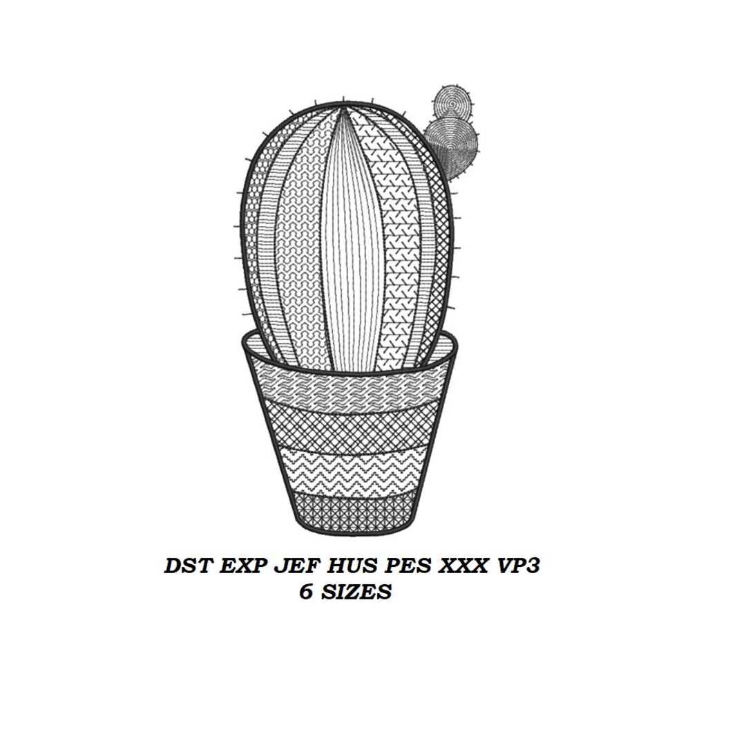 Cactus Machine Embroidery Design - 6 Sizes - Contour Stitch Embroidery ...