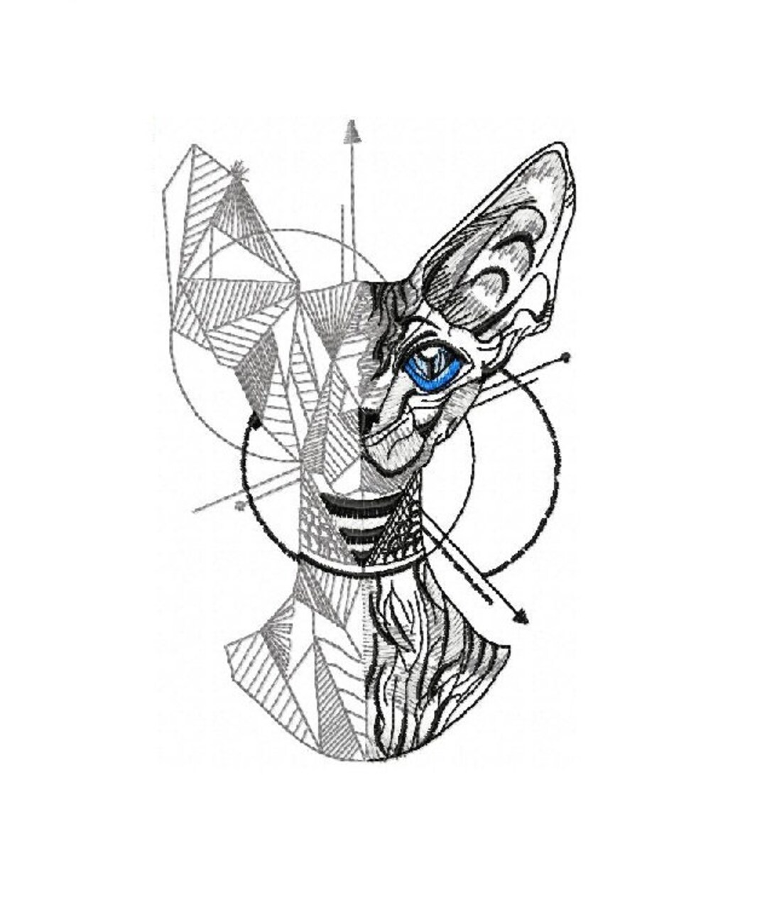 Blue Eye Cat Embroidery Design - 3 SIZES - Contour Stitch Embroidery ...