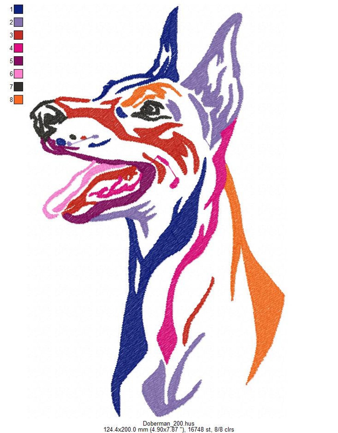 Doberman Dog Embroidery Design - 4 Sizes - Embroidery Pattern, Instant ...