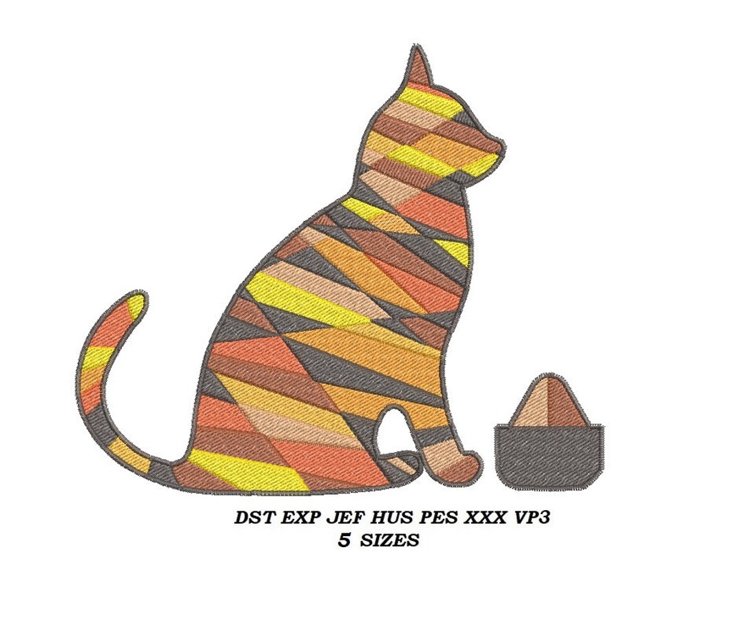 Patchwork Cat Machine Embroidery Design - 5 Sizes - Embroidery Pattern ...