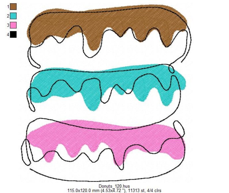 Donuts Machine Embroidery Design 4 Sizes Embroidery File - Etsy
