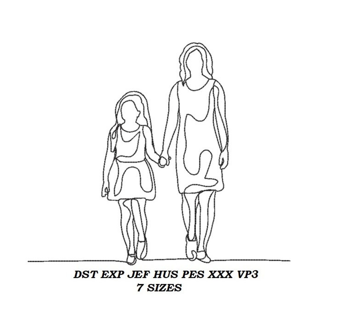 Mother and Daughter Machine Embroidery Design - 7 Sizes - Mom and ...