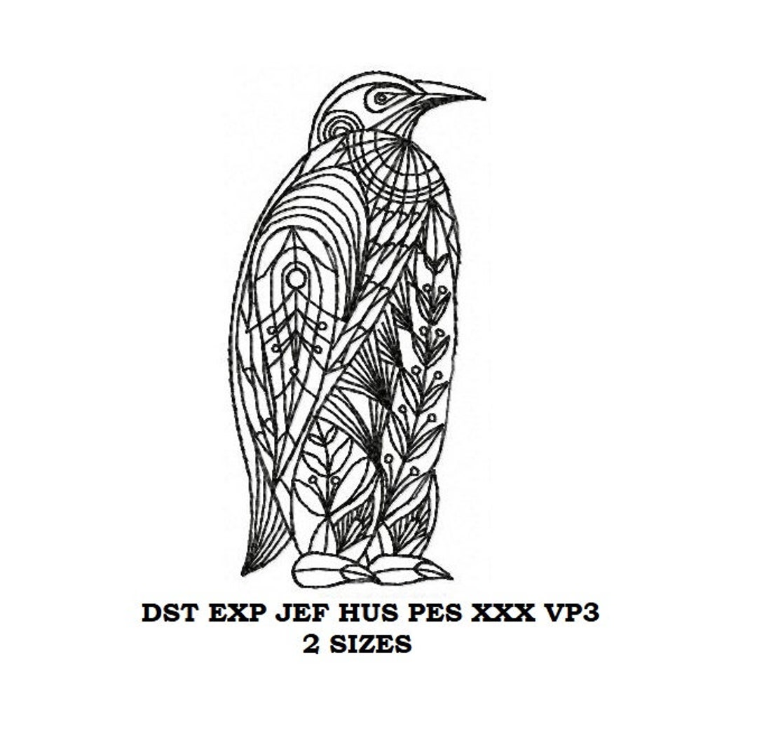 Penguin Embroidery Design 2 Sizes Contour Stitch - Etsy