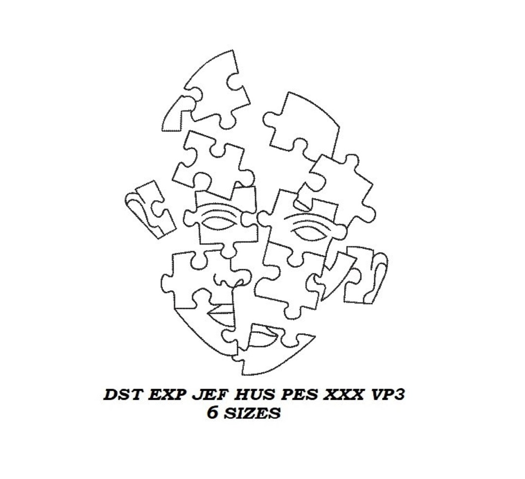 Face Puzzle Embroidery Design - 6 Sizes - Chaos Embroidery Pattern ...