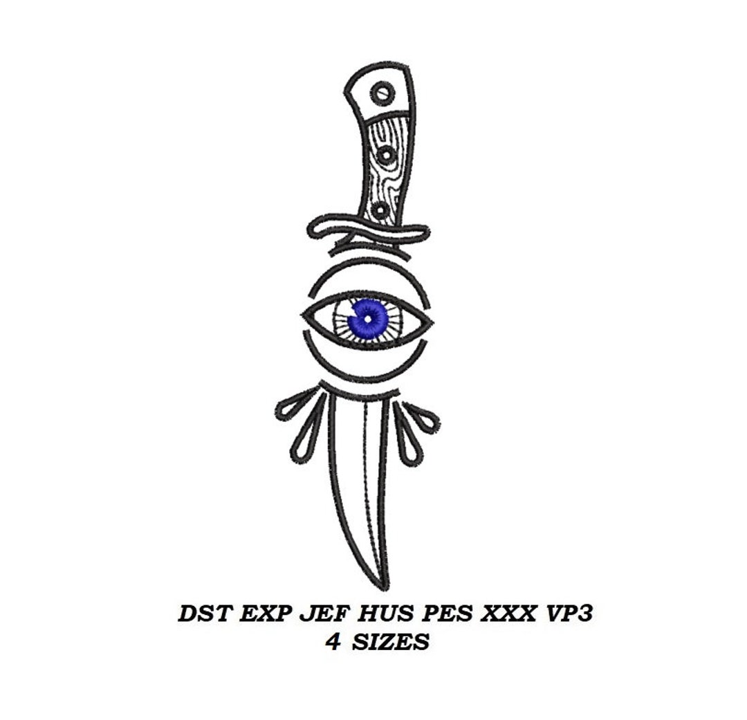 Tatoo Embroidery Design, Eye Knife Machine Embroidery Design - 4 SIZES ...