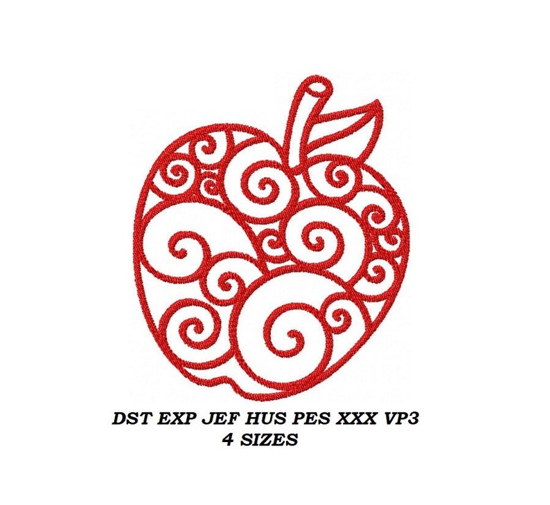 Apple Machine Embroidery Design 4 Sizes Embroidery Pattern - Etsy