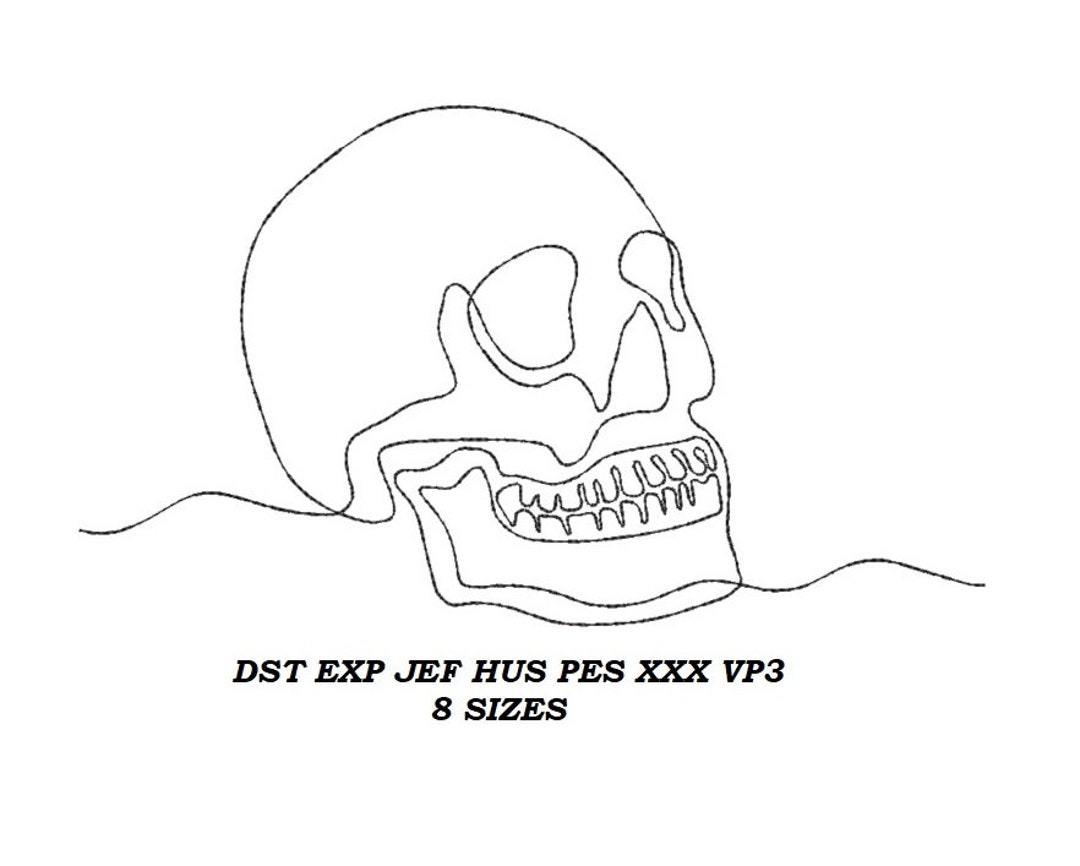 Skull Machine Embroidery Design - 8 Sizes - Contour Stitch Embroidery ...