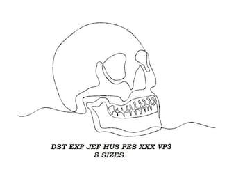 Skull Machine Embroidery Design 5 Sizes Contour Stitch | Etsy
