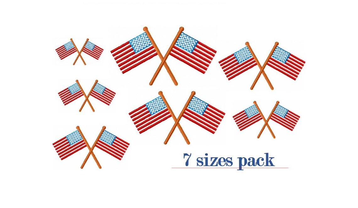 Flags Embroidery Design 7 SIZES American Flag Embroidery - Etsy