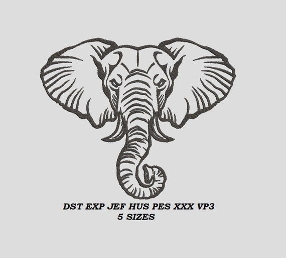 Elephant Machine Embroidery Design 5 Sizes Animals - Etsy